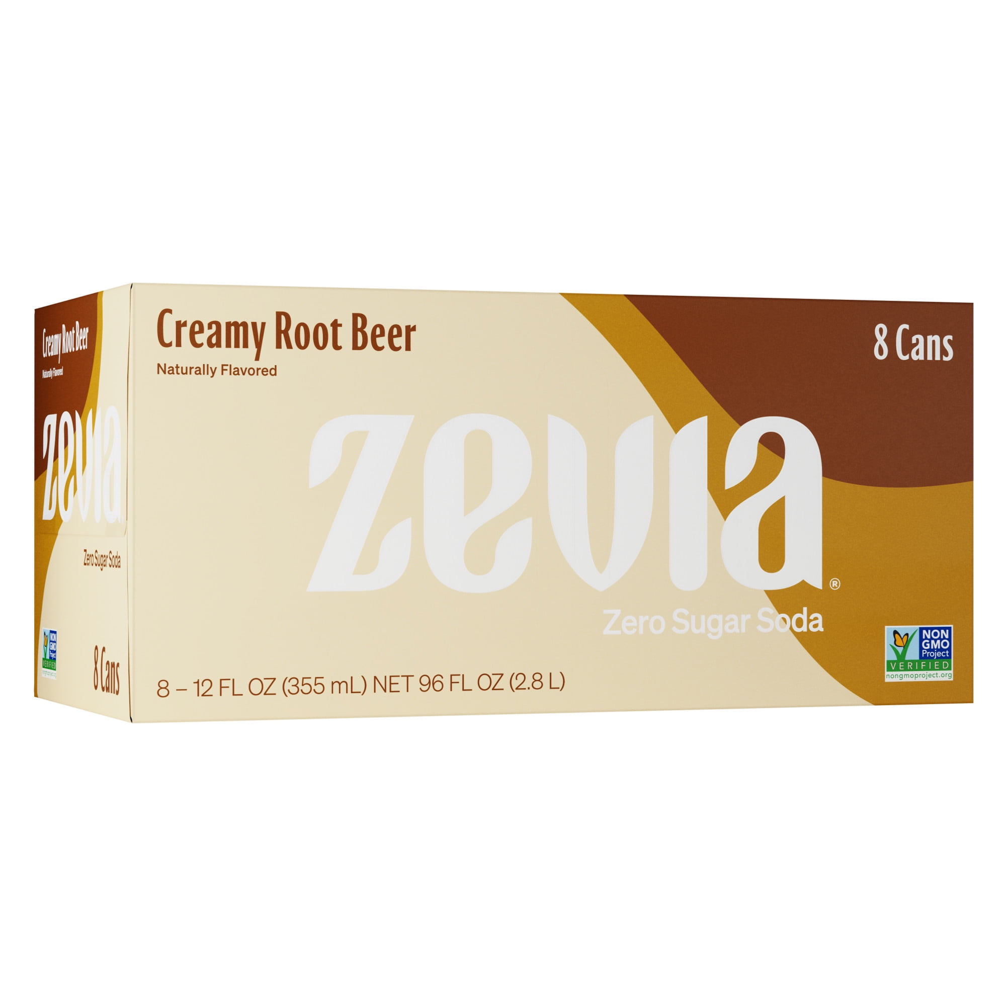 Zevia Zero Sugar, 0 Calorie Creamy Root Beer Soda Pop, 12 fl oz, 8 Pack ...