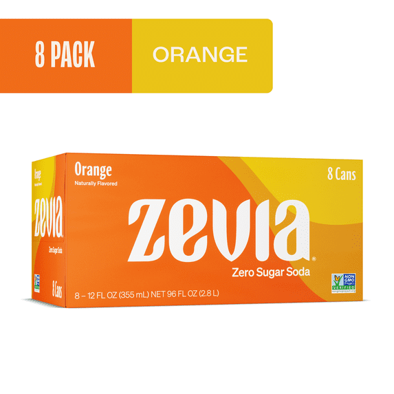 Zevia Zero Sugar, 0 Calorie Orange Soda, 12 fl oz, 8 Pack Cans ...