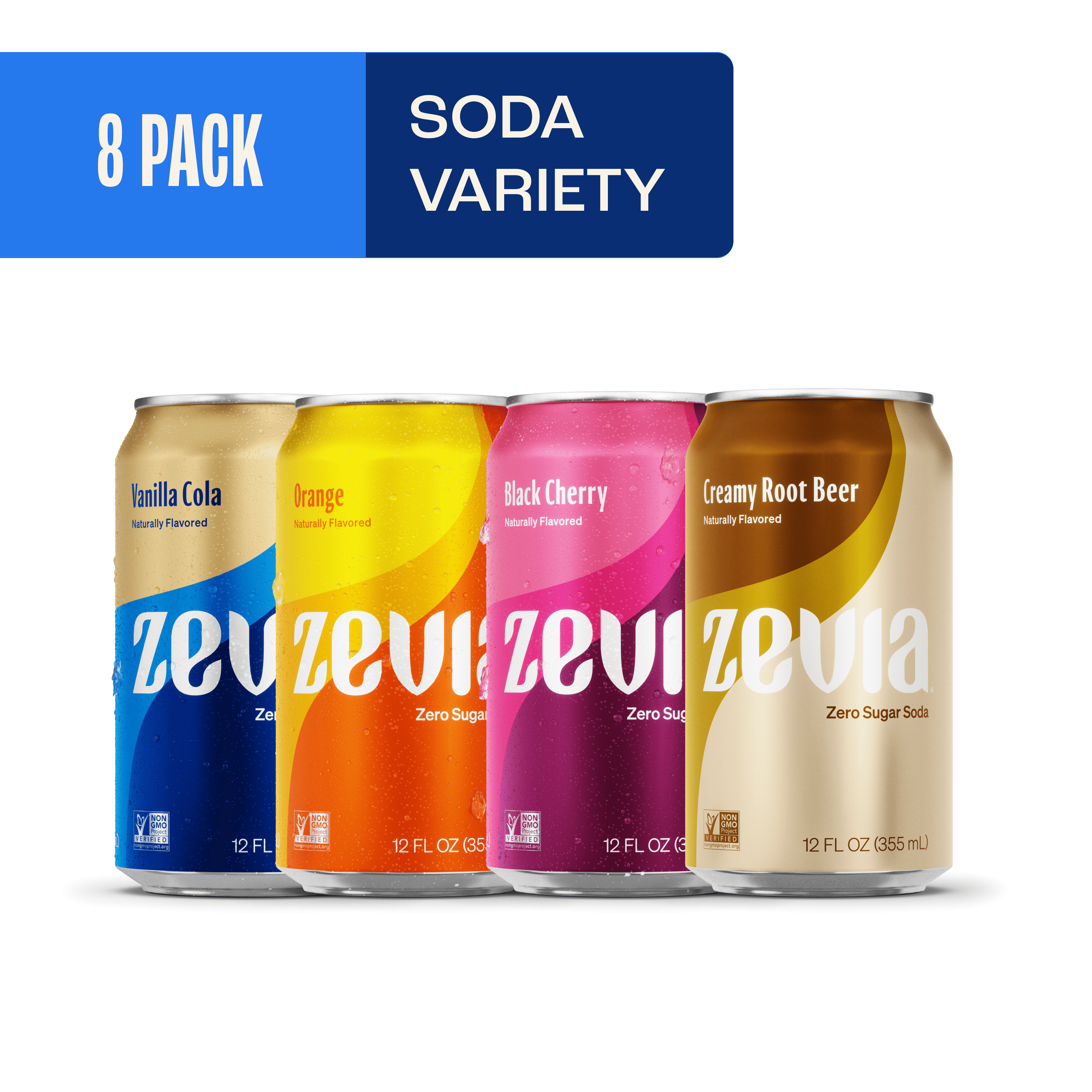 Zevia Zero Sugar, 0 Calorie Variety Soda, 12 fl oz, 8 Pack Cans ...