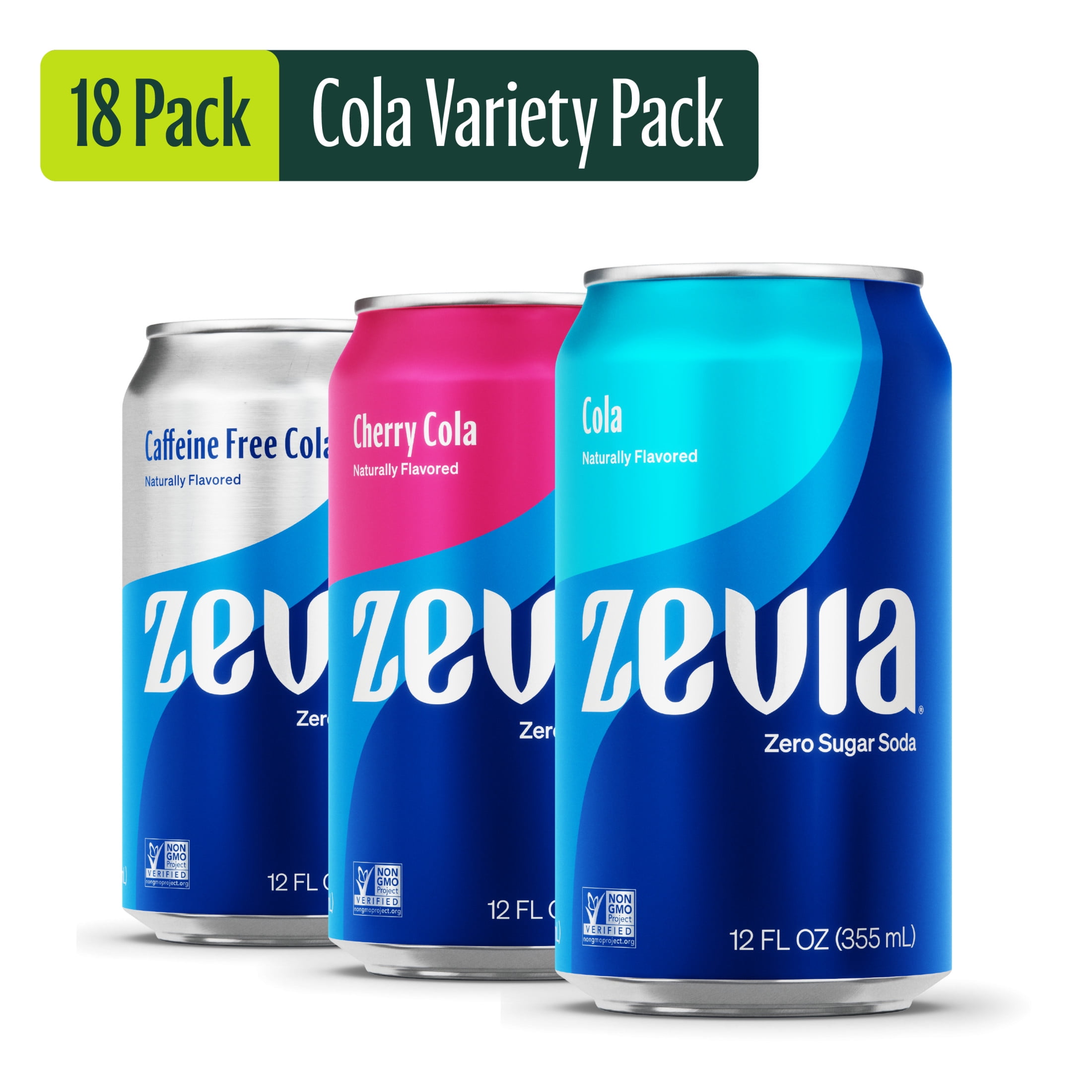 Zevia Zero Sugar, 0 Calorie Cola Soda Pop Variety Pack, 18 Pack 12 fl oz Cans - Walmart.com