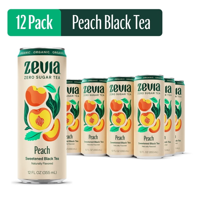 Zevia Zero Sugar, Black Tea Peach, 12 Fl Oz (Pack of 12) - Walmart.com