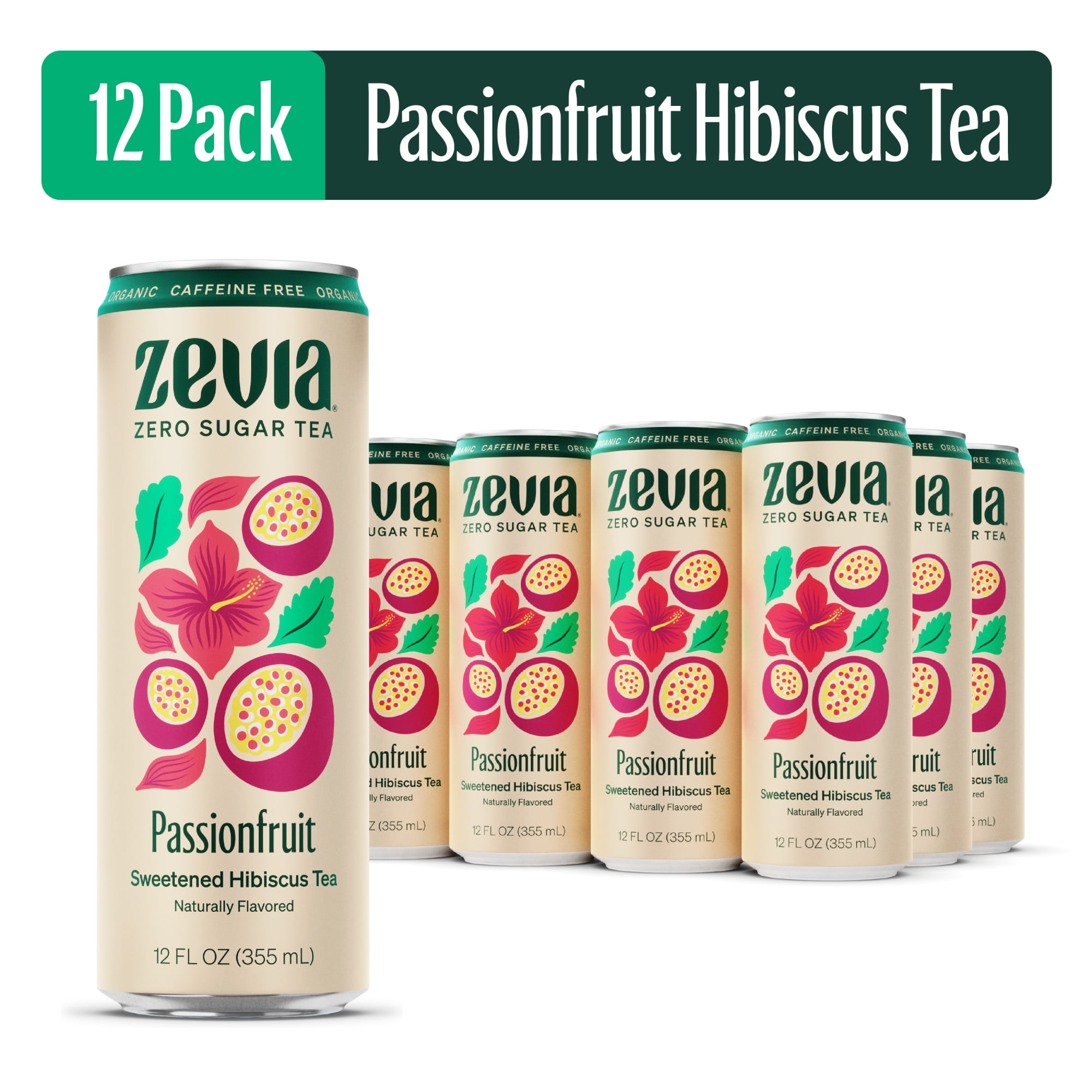 Zevia Zero Sugar, Caffeine Free Hibiscus Tea Passionfruit, 12 Fl Oz ...