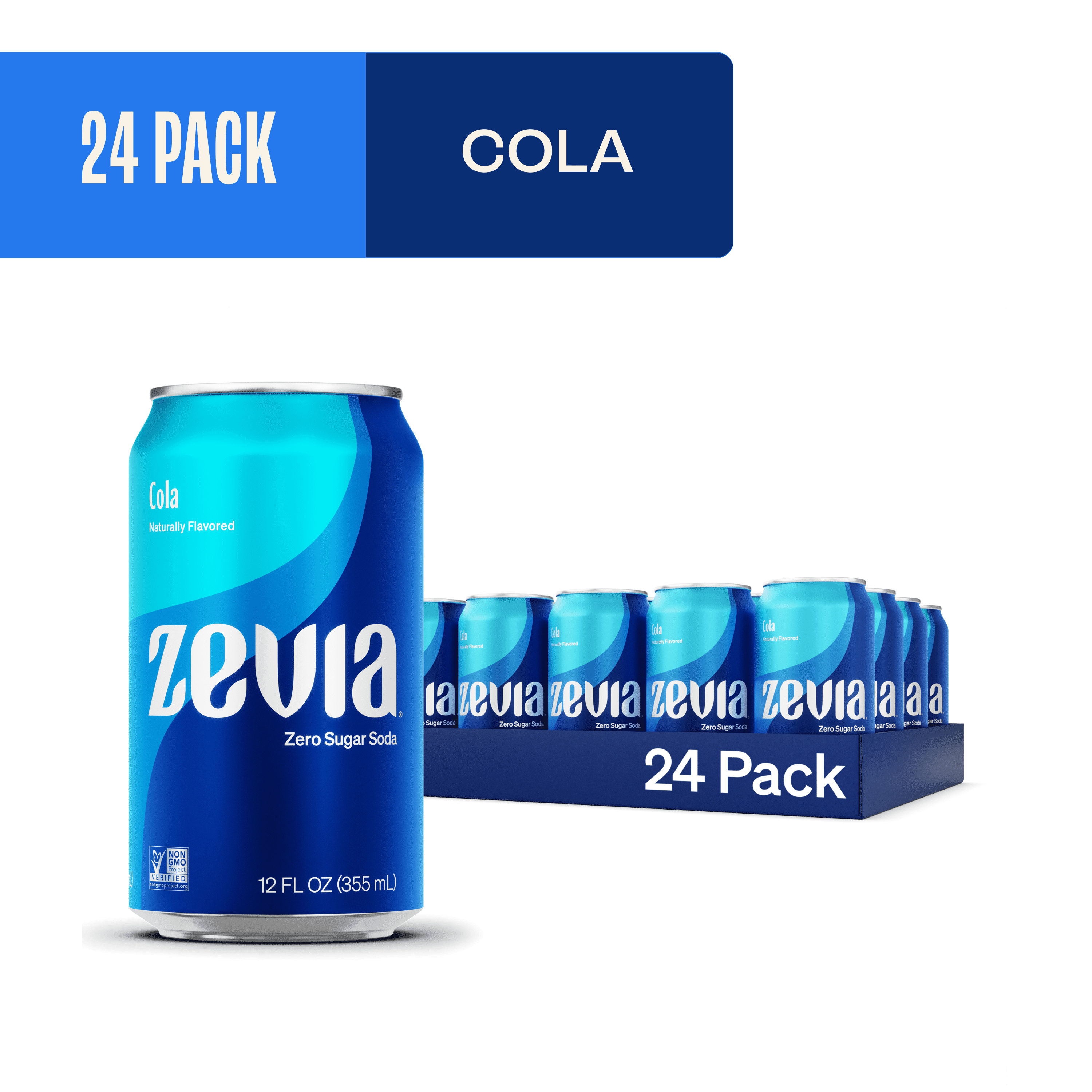 Zevia Zero Sugar Cola Soda Pop, Stevia Sweetened, 24 Pack Cans, 12 Fl Oz Each - Walmart Business ...