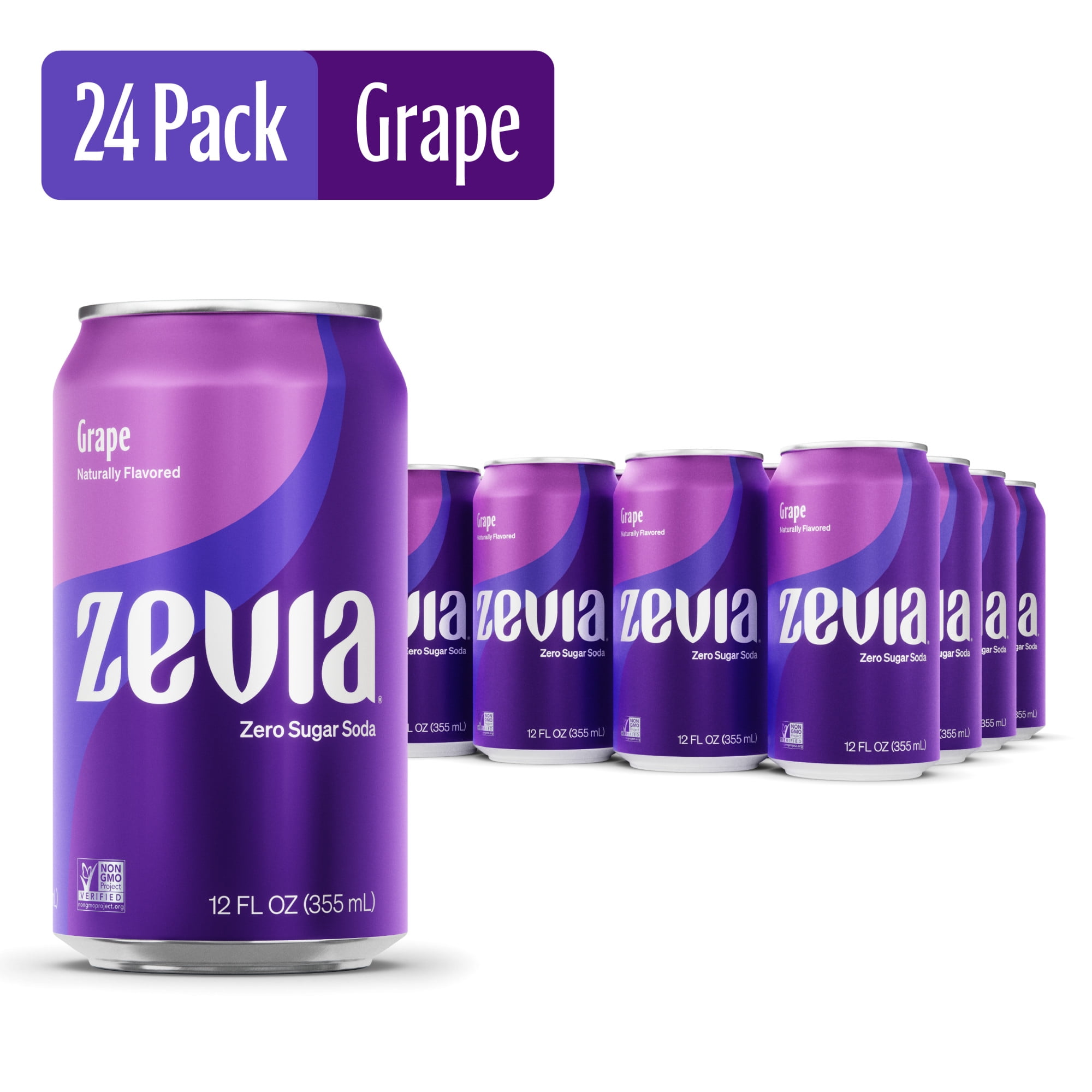 Zevia Zero Sugar, Grape Soda, 12 Fl Oz (Pack of 24) - Walmart.com