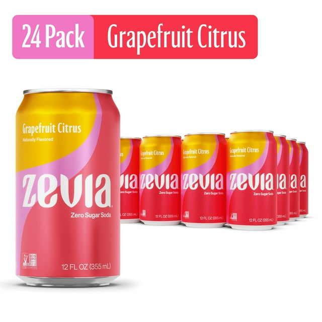 Zevia Zero Sugar, Grapefruit Citrus Soda, 12 Fl Oz (Pack of 24 ...