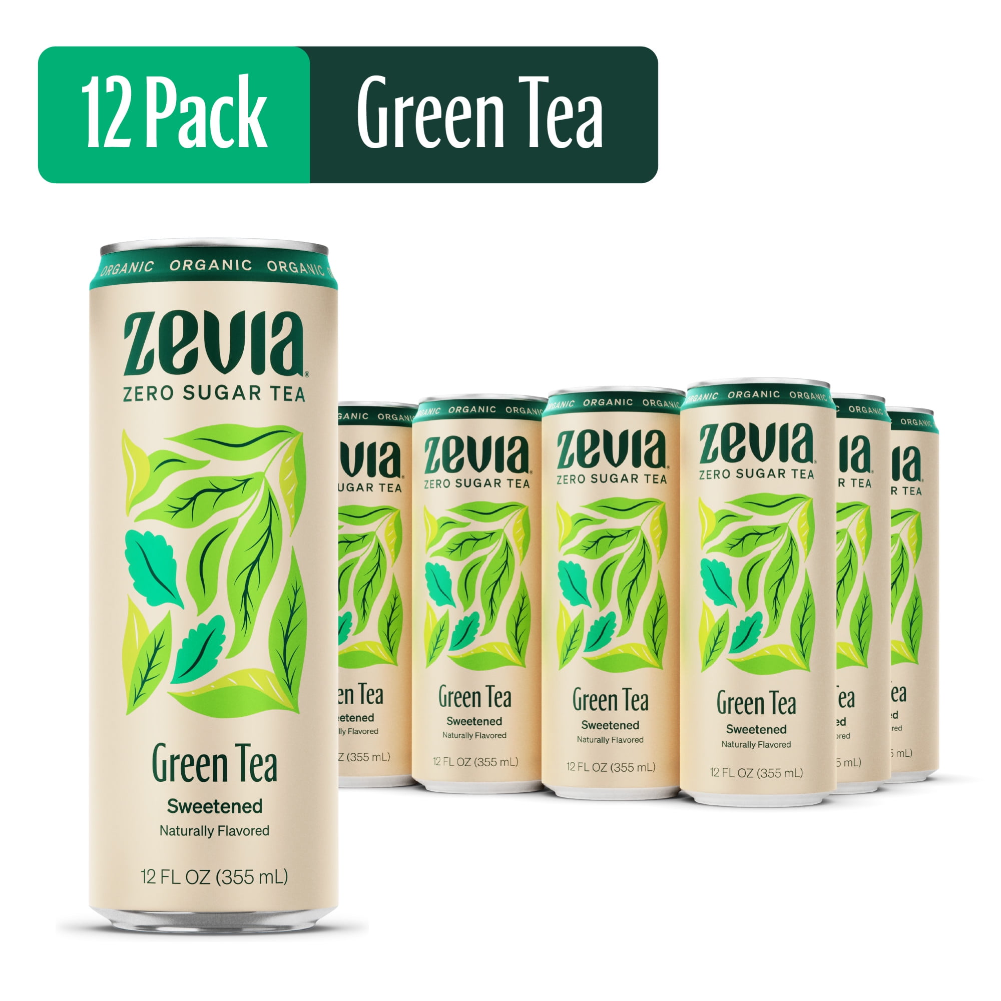 Zevia Zero Sugar, Green Tea, 12 Fl Oz (Pack of 12) - Walmart.com