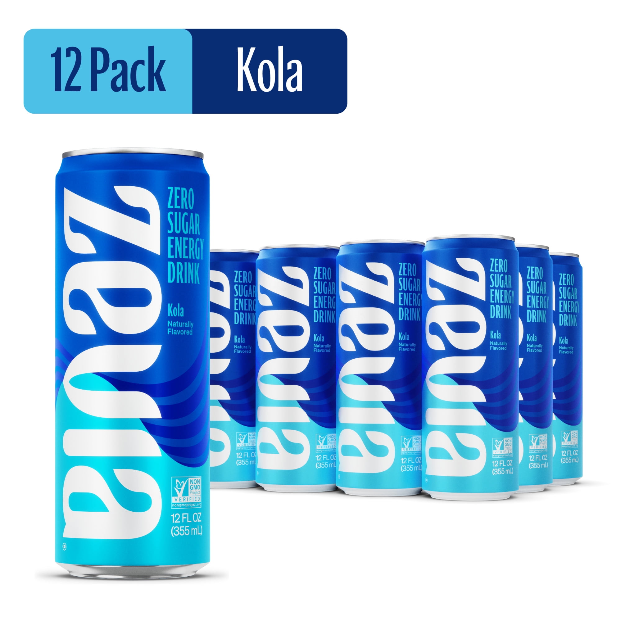 Zevia Zero Sugar Energy Drink, Kola Flavor, 120 mg Caffeine, 12 Fl Oz ...