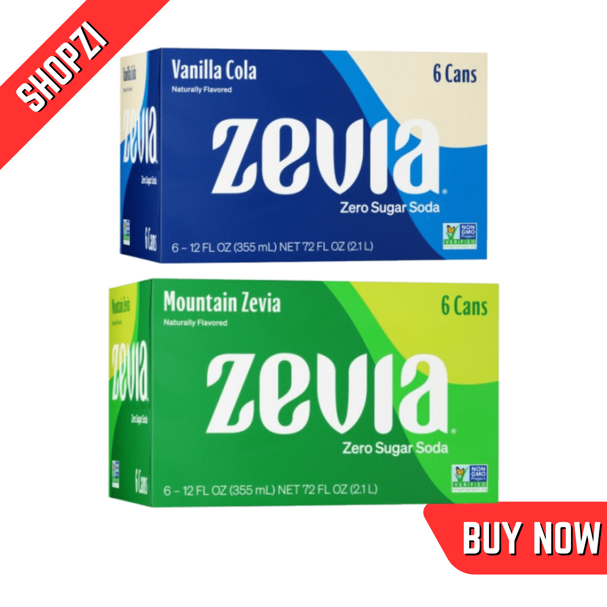 Zevia Zero Sugar Soda Variety Pack, 12 Count (12 fl oz Cans, Vanilla ...