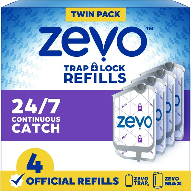 Zevo Fruit Fly & Gnat Trap Refills – 4 Cartridges for Indoor Use ...