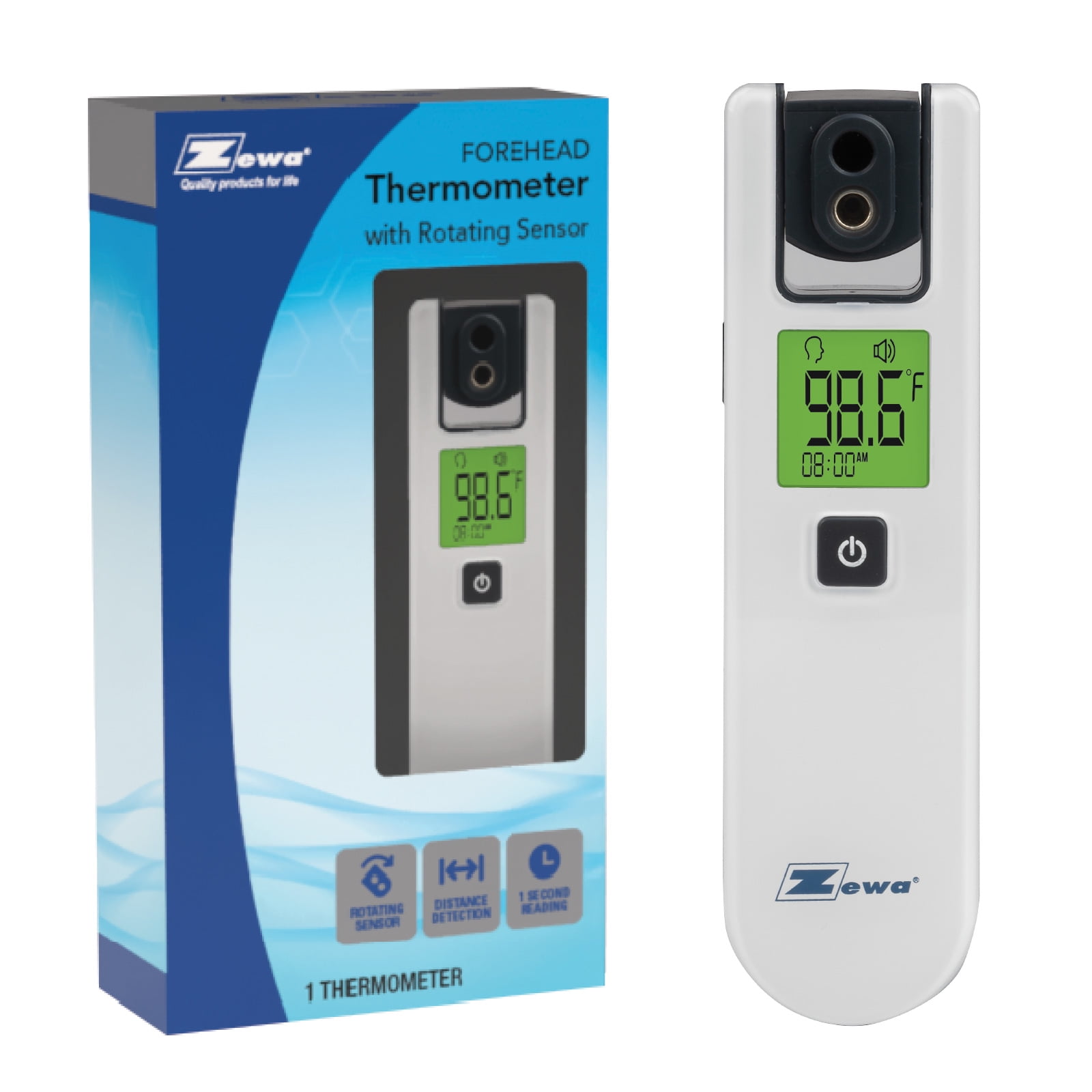 Zewa 4-Way Rotating Infrared Thermometer | Forehead Non-Touch ...
