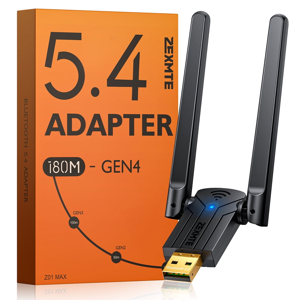 Zexmte USB Bluetooth 5.4 Adapter 590FT/180M Long Range for Windows 8/8 ...