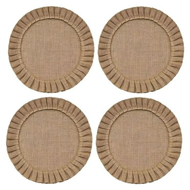 Lotpreco Rustic Round Placemats Set of 4, 15-Inch Burlap & Jute, Heat ...