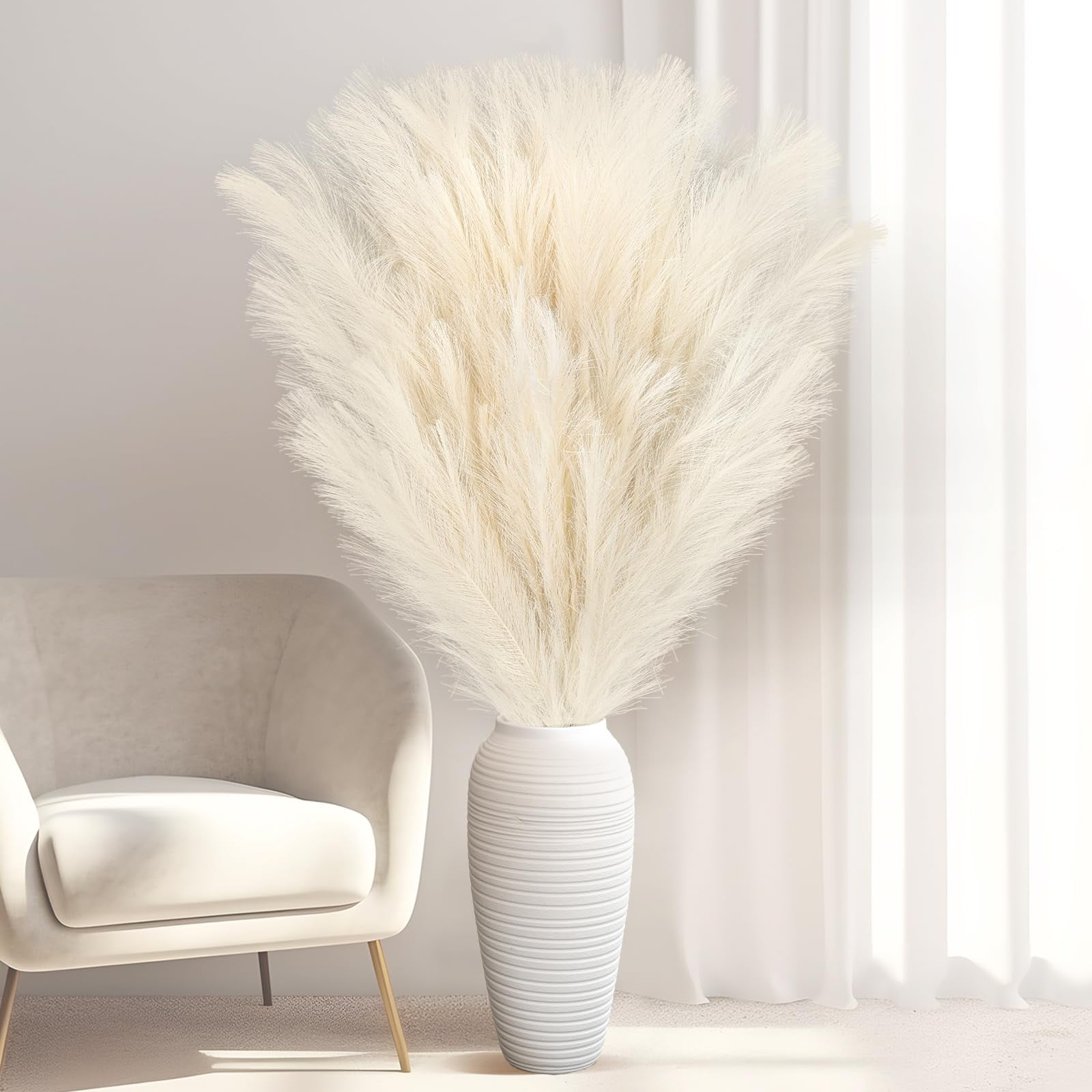 Zeyune 10 Pcs 71'' Large Faux Pampas Grass Decor Tall Artificial ...