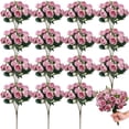 Zeyune 16 Bunches 12 in Artificial Mini Rose Bouquet 160 Heads Bridal ...