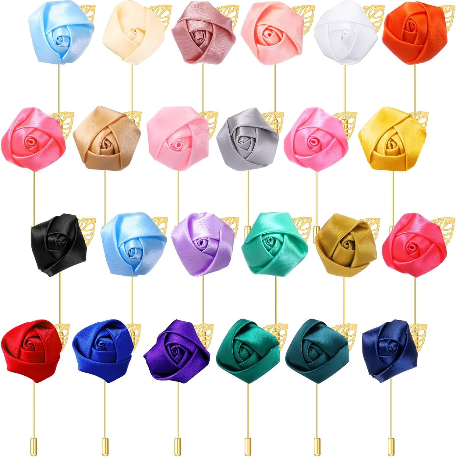 Zeyune 24 Pcs Boutonniere Rose Boutonniere Wedding Buttonholes Pocket ...