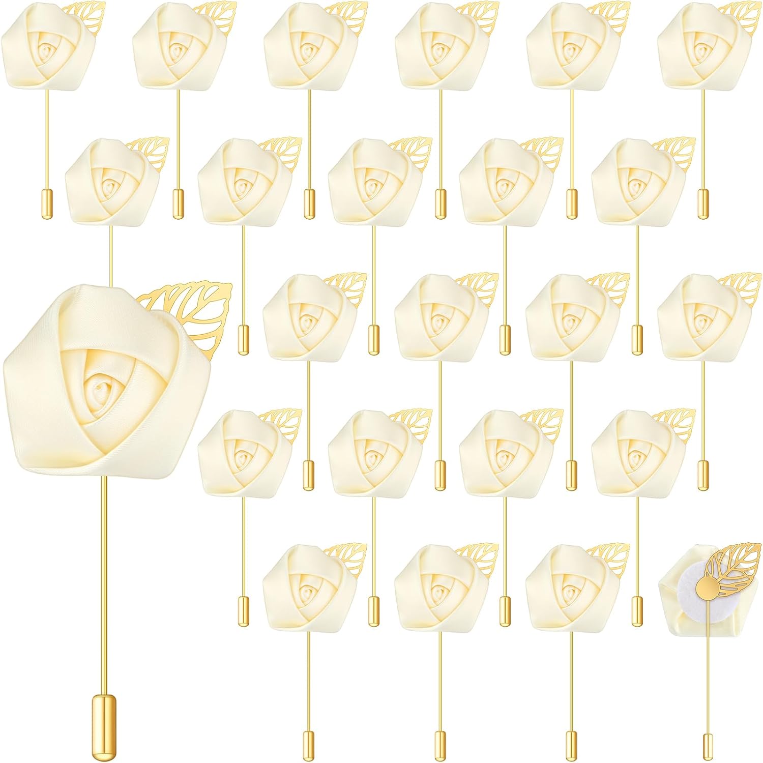 Zeyune 24 Pcs Boutonniere Rose Boutonniere Wedding Buttonholes Pocket ...