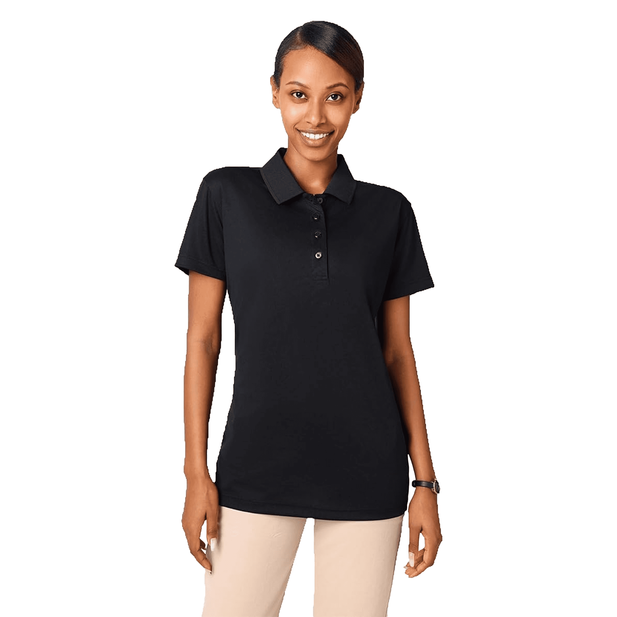 Zfeel High Performance Women's Pure Polo, Dry Fit Poly Black Polo Shirt ...