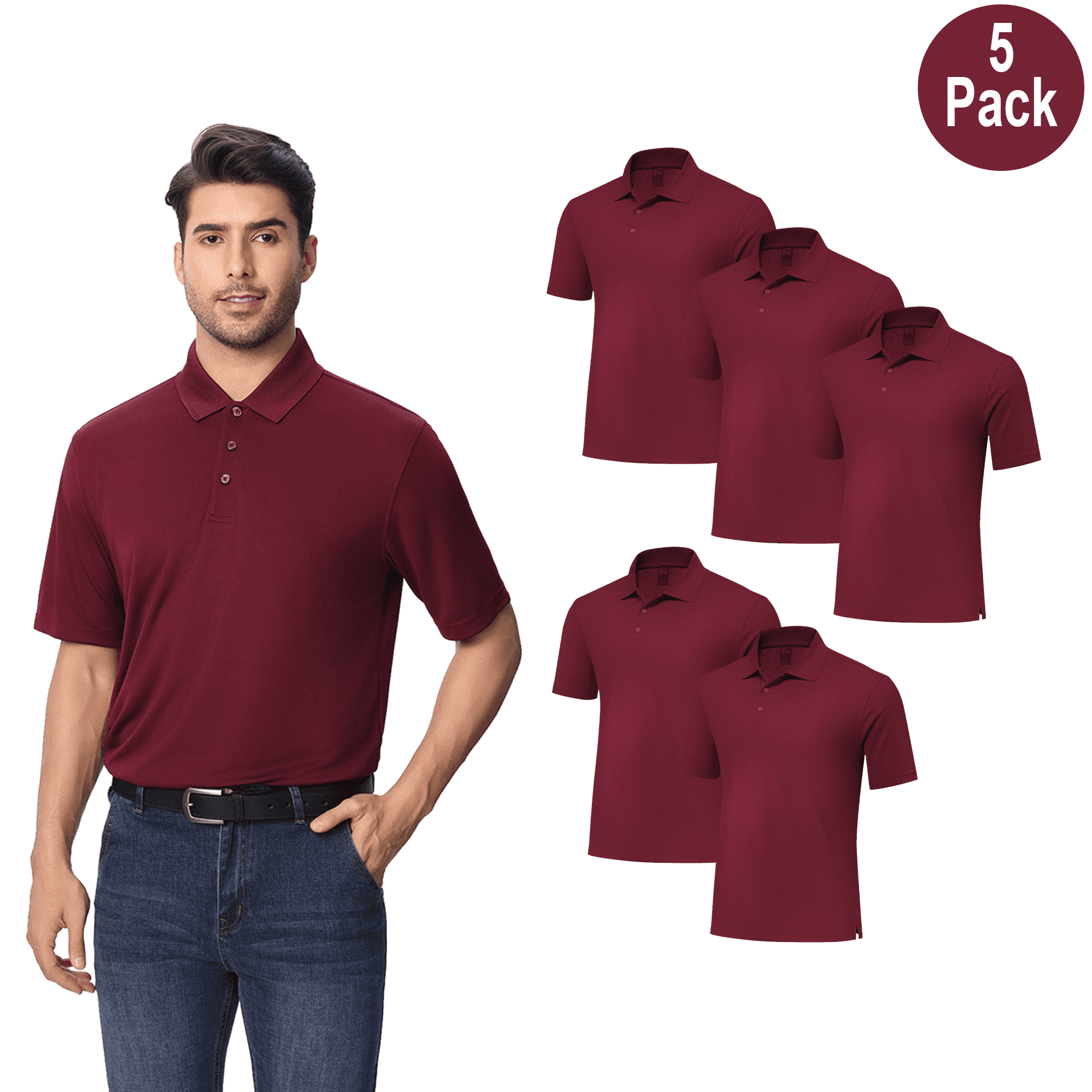 Zfeel Men's Short Sleeve Polo Shirt, High Performance Pure Dry Fit ...