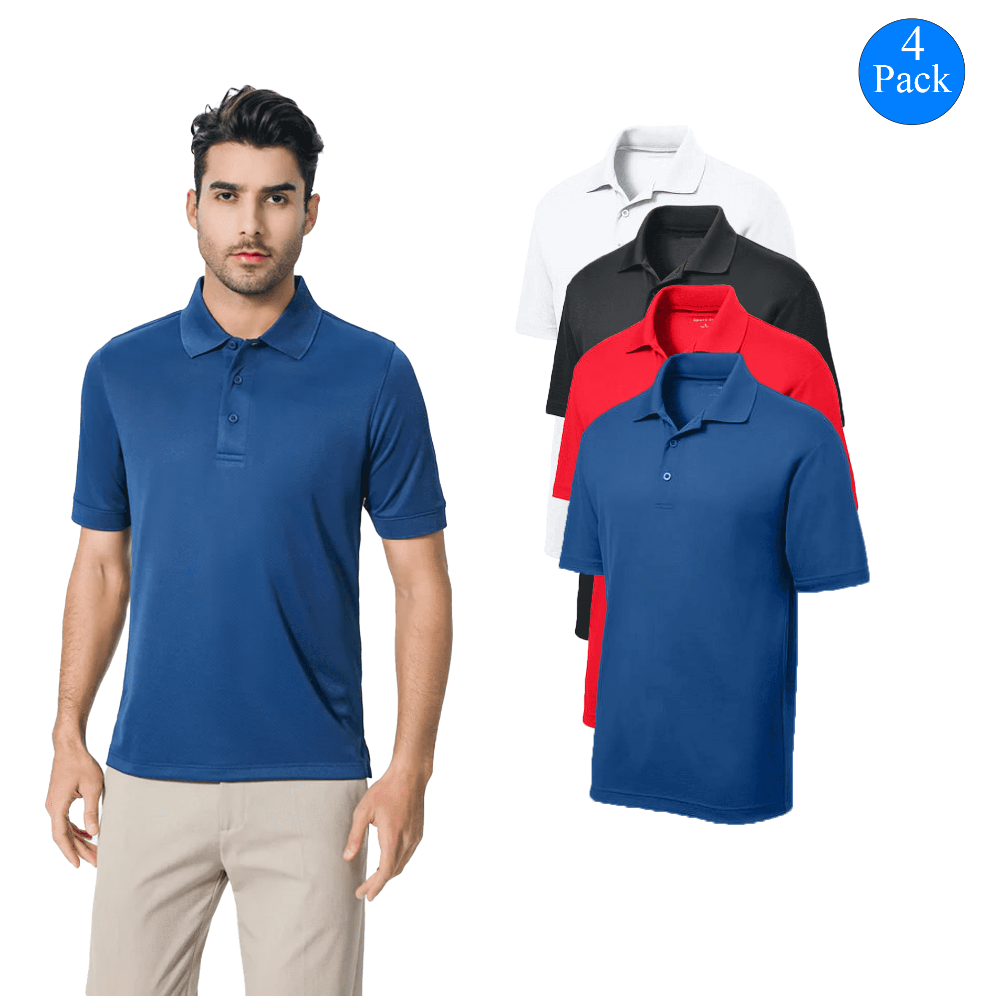 Zfeel Men's Short Sleeve Polo T-Shirt, Comfortable Mesh 100 Poly Pique ...