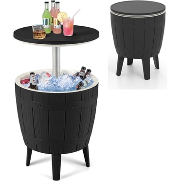 HOMCOM 2.6 Gal Outdoor Cooler Side Table, 3-In-1 Cool Bar Table with ...
