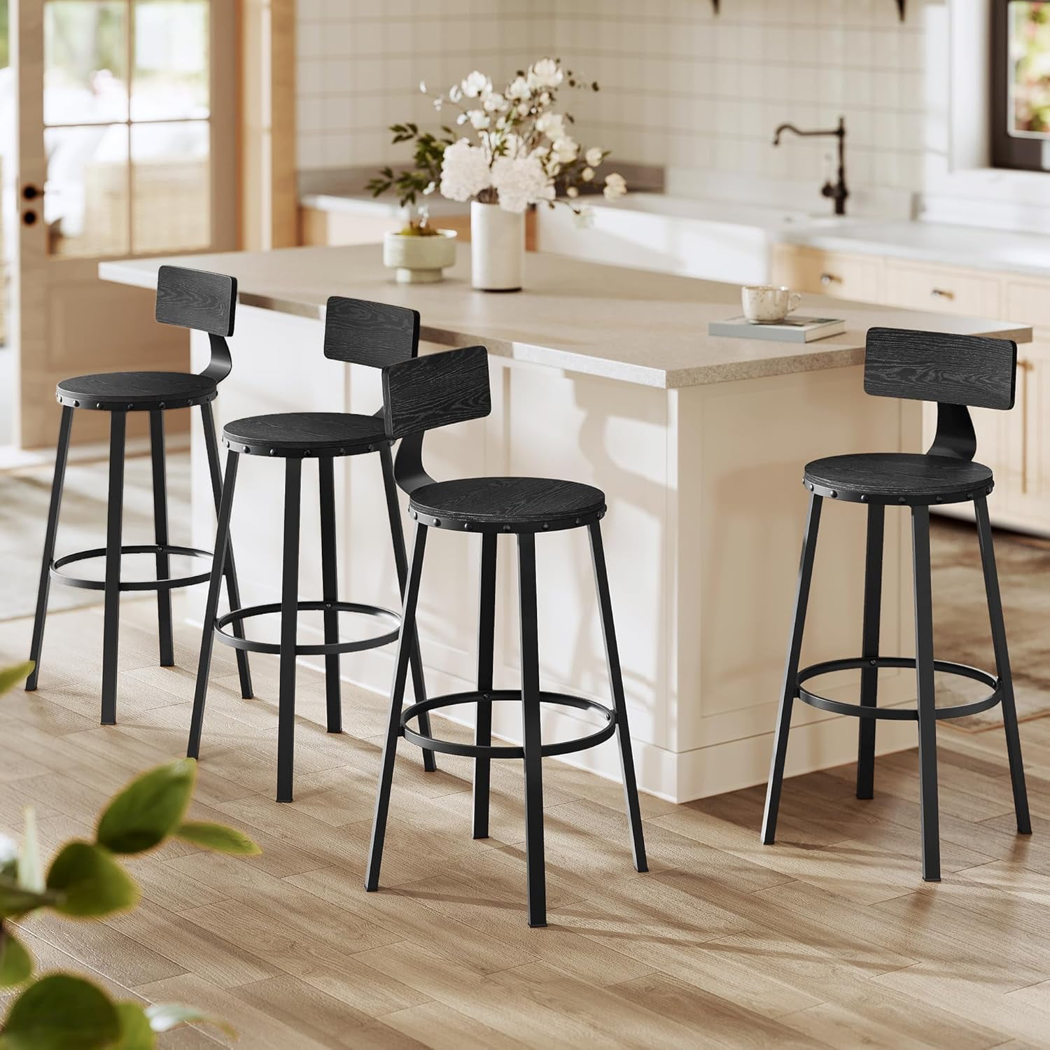 ZgoodZ Bar Stools, Bar Height Barstools with Back, 28.7 Inches Counter ...
