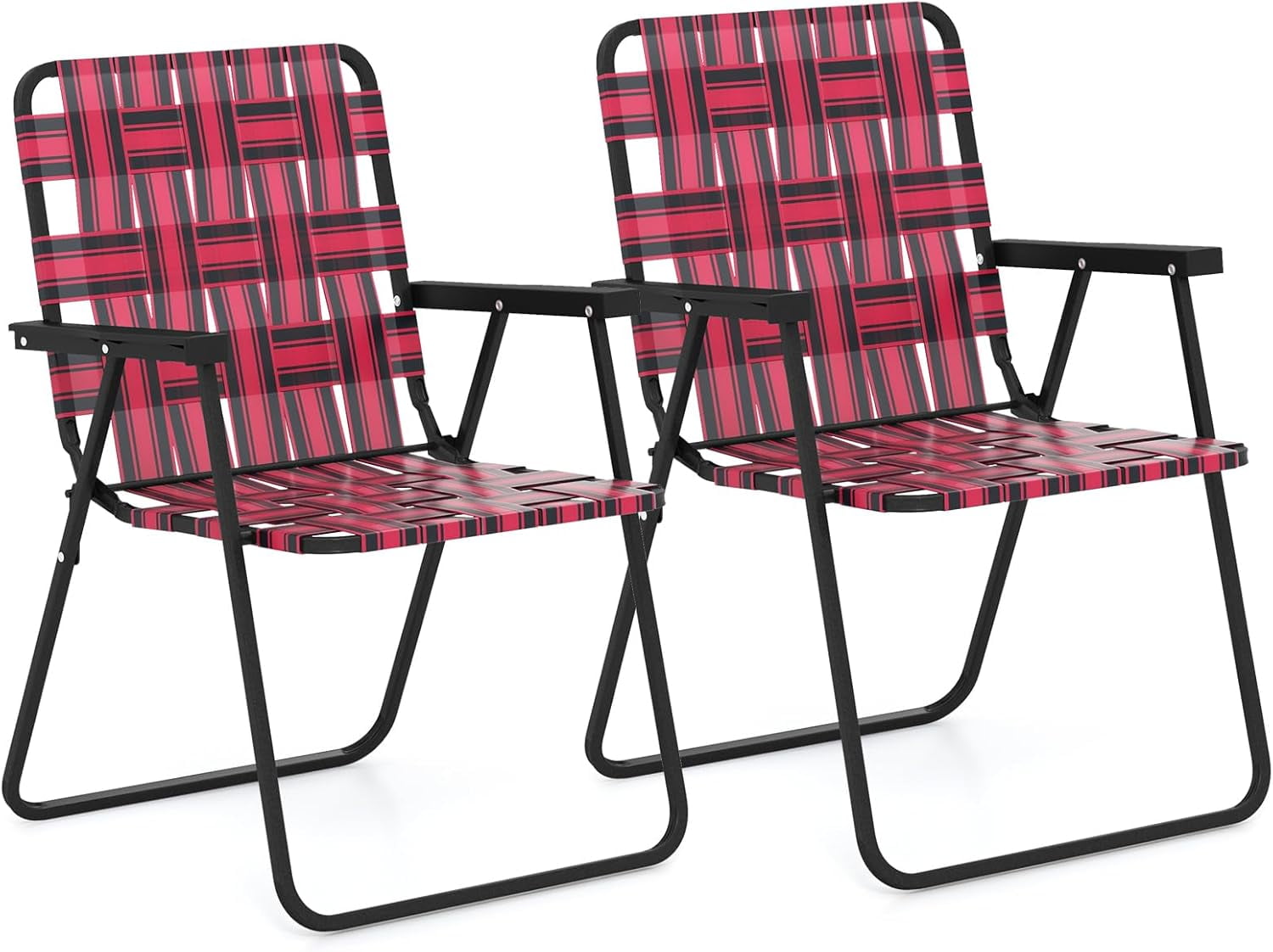 ZgoodZ Folding Chair, Patio Lawn Chair Set with Armrest, Indoor/Outdoor ...
