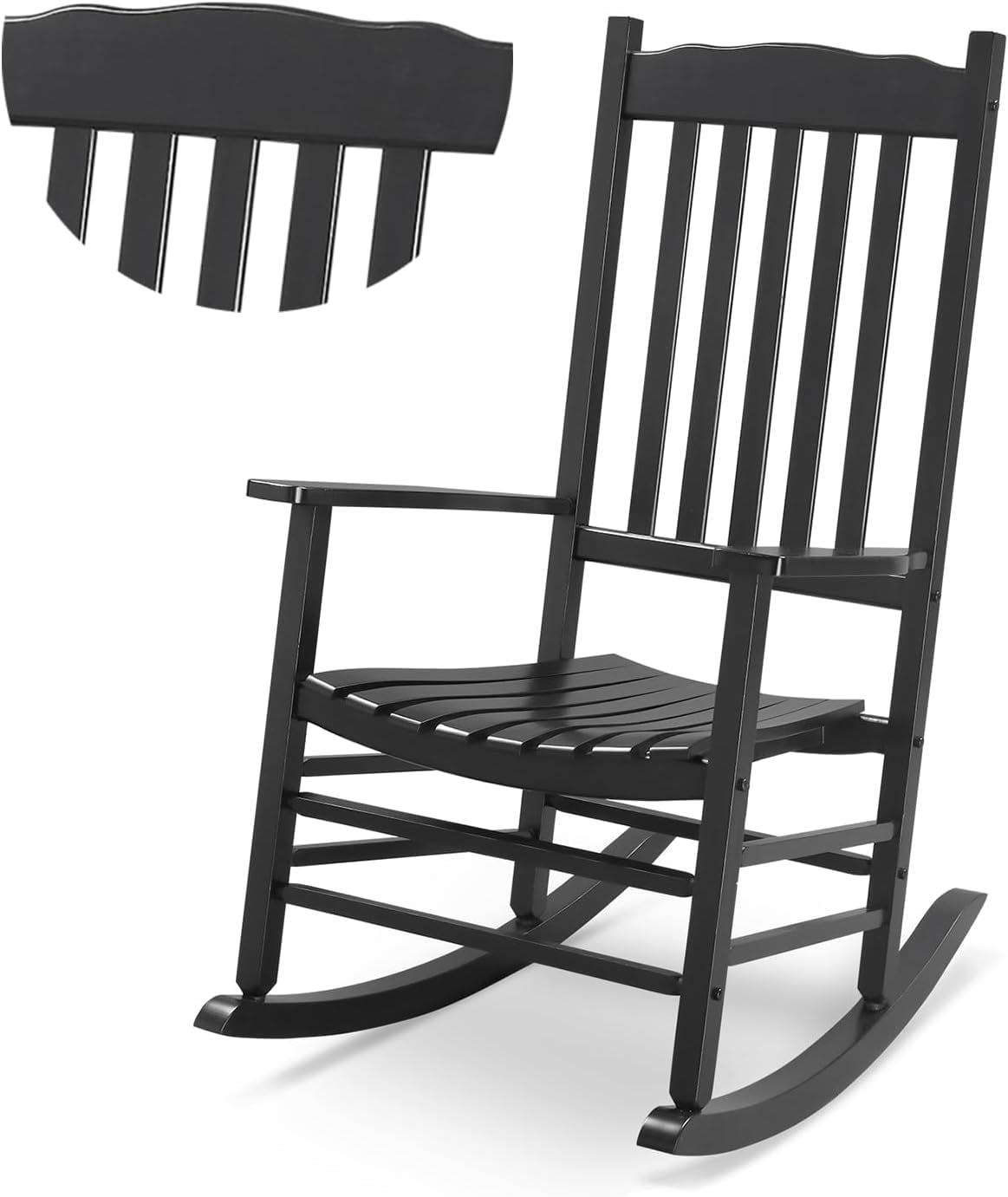 ZgoodZ Outdoor Rocking Chair, Solid Wood High Back Rocker, All Weather ...