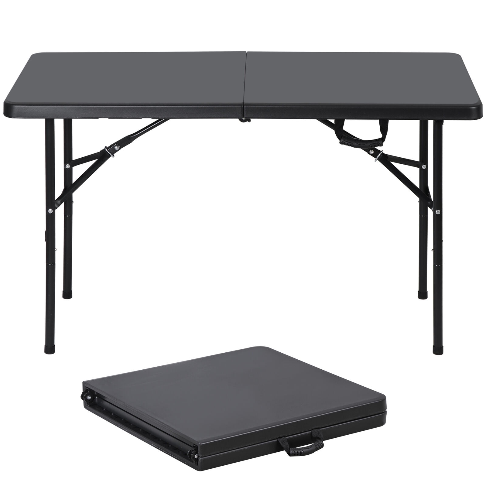 ZgoodZ Portable 4 Ft Folding Table - Heavy-Duty Black Foldable Table ...