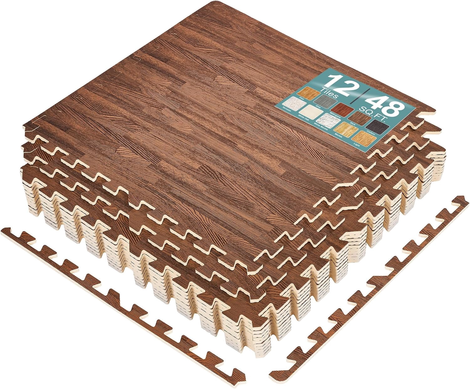 ZgoodZ Wood Grain Floor Tiles Foam Mat EVA Interlocking Mats Tile 3/8 ...