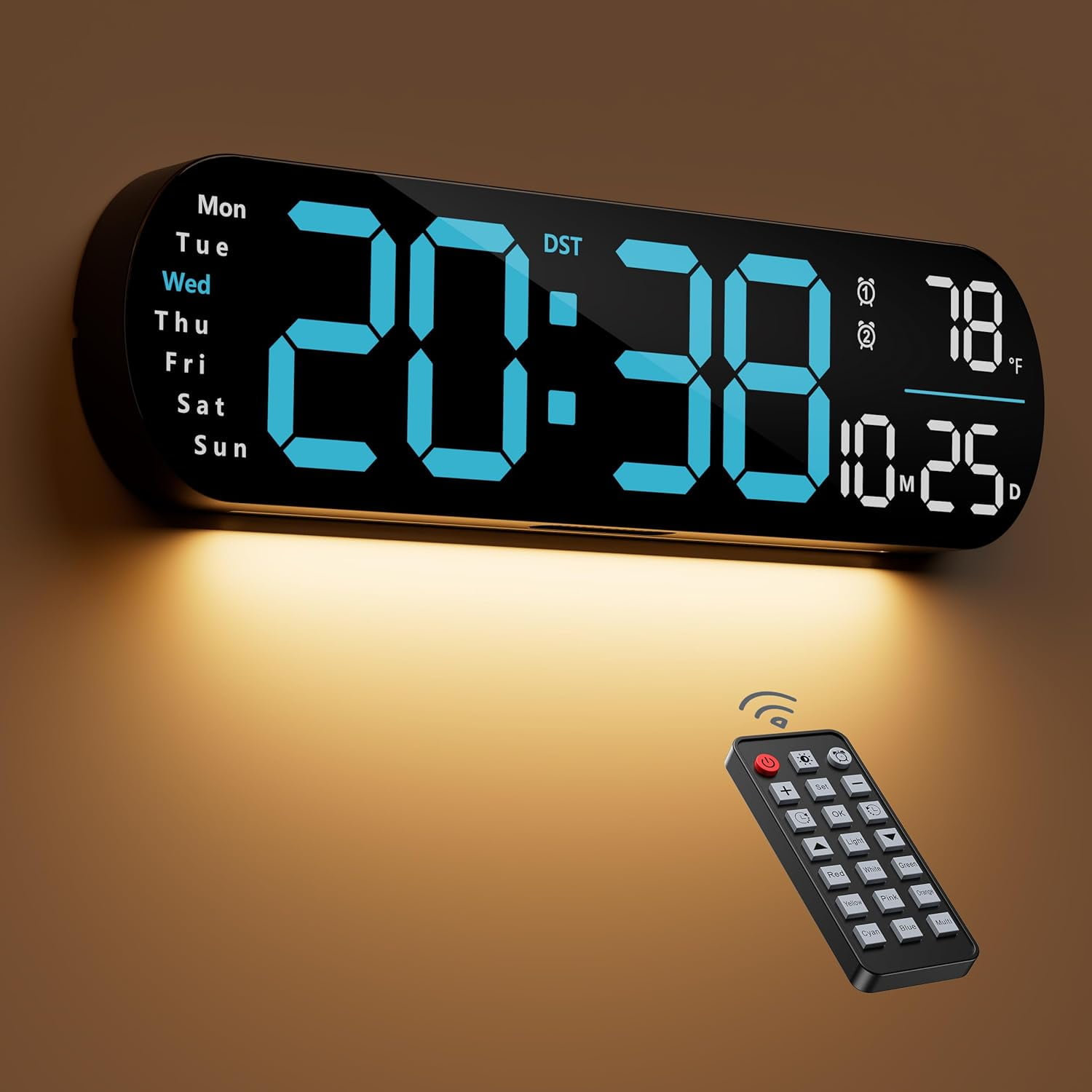 Zgrmbo Digital Wall Clock, 13" Large Display Digital Clock with Remote ...