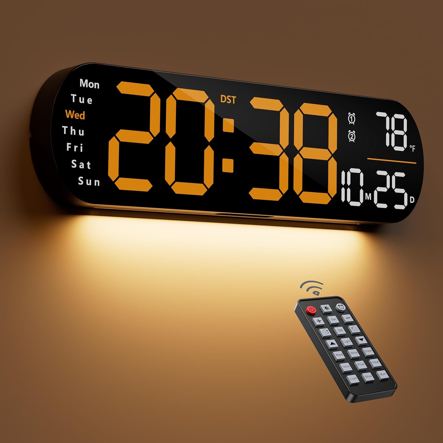 Zgrmbo Digital Wall Clock, 13" Large Display Digital Clock with Remote ...