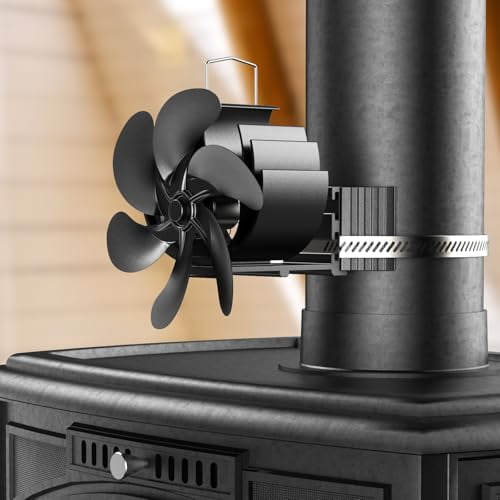 Zgrmbo Wood Stove Fan, 6 Blades Heat Powered Fireplace Fan with ...