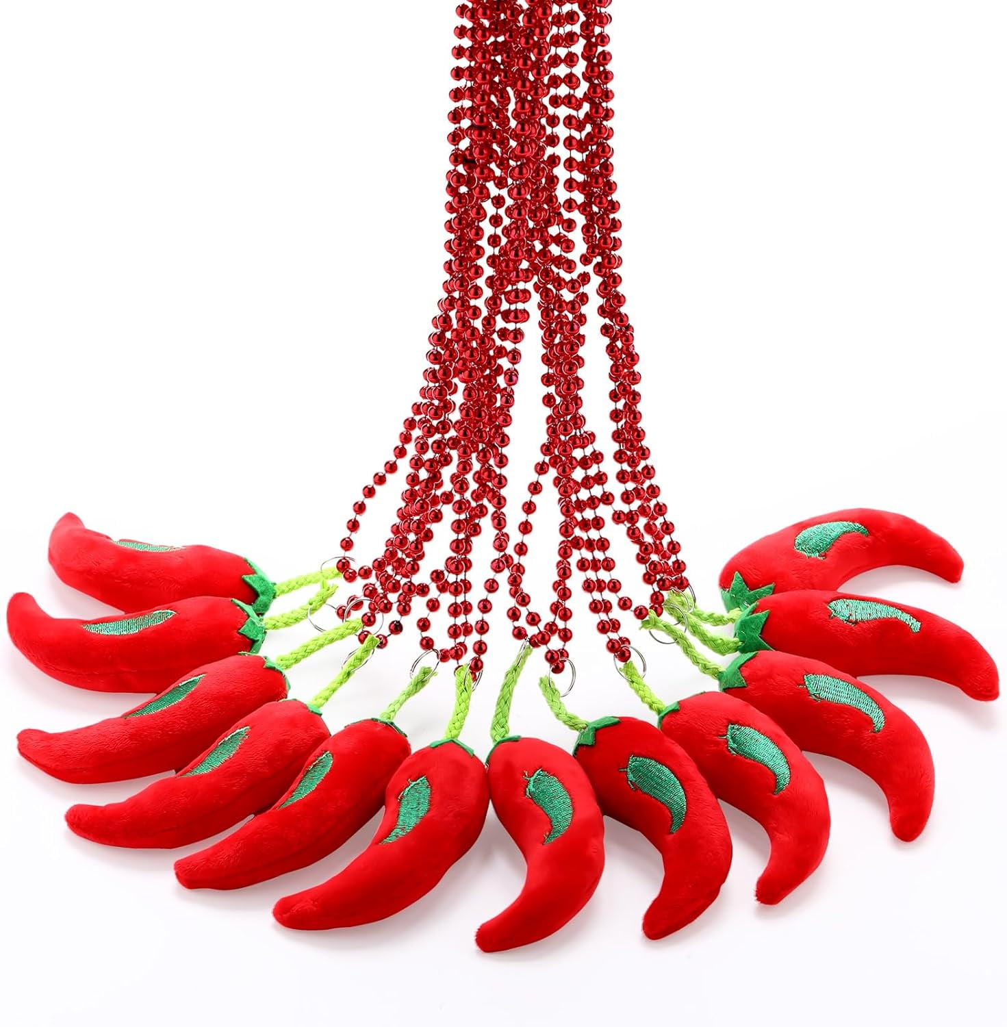 Zgui 12 Pcs Chili Pepper Beaded Necklaces Chili Pepper Party Favor ...
