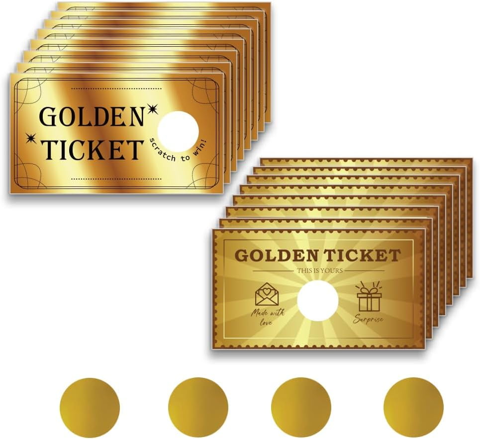 Zgui 120 Pack Golden Ticket Scratch Off Tickets with Stickers DIY Your ...
