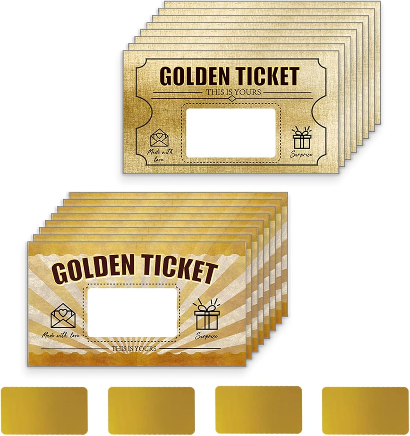 Zgui 120 Pieces Golden Ticket Scratch Off Cards Blank Gift Certificates Scratch Cards Stickers ...