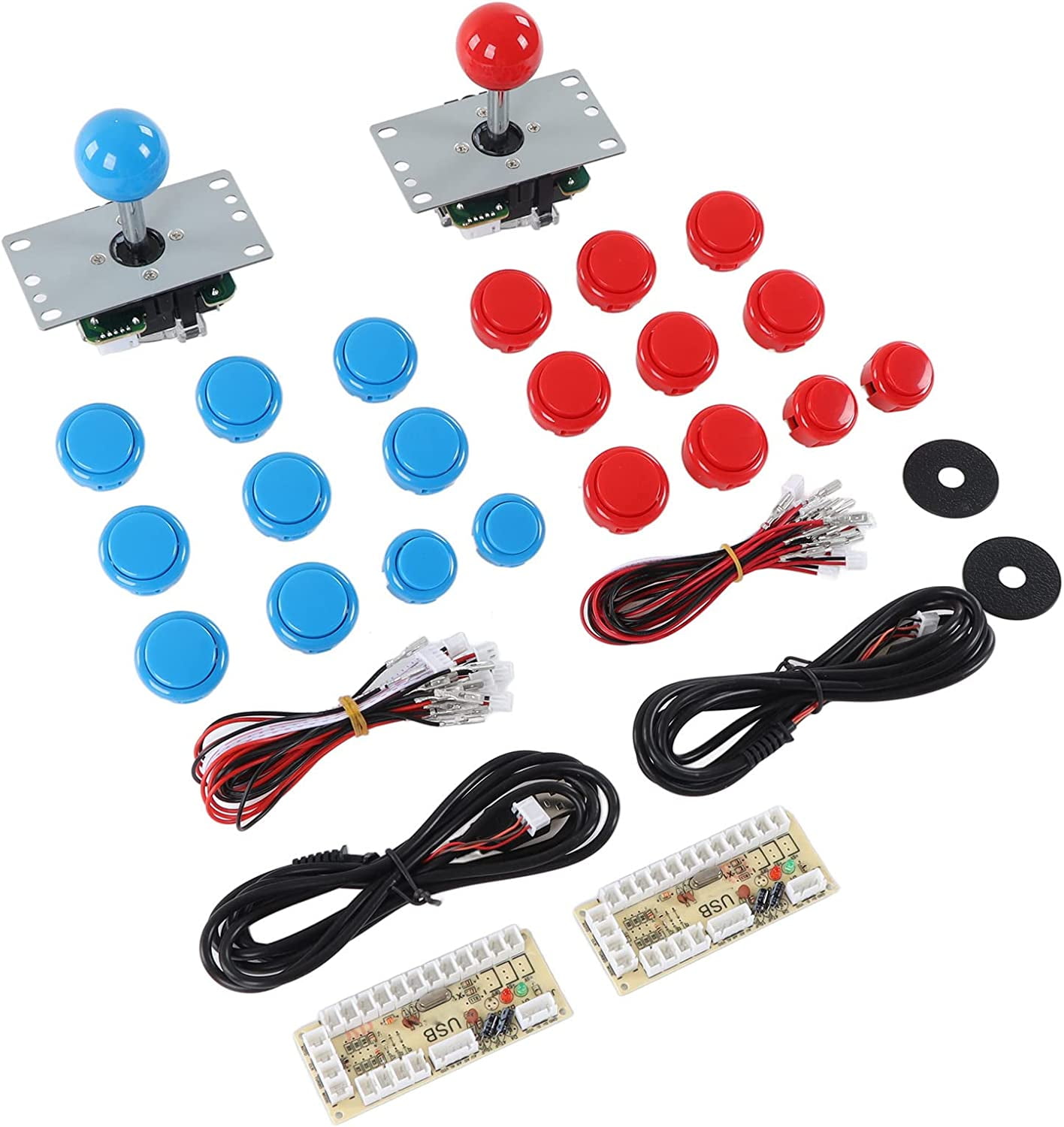 Zgui 2 Player DIY Arcade Kit, USB Board Game Encoder Joystick Arcade Buttons Set for Friends ...