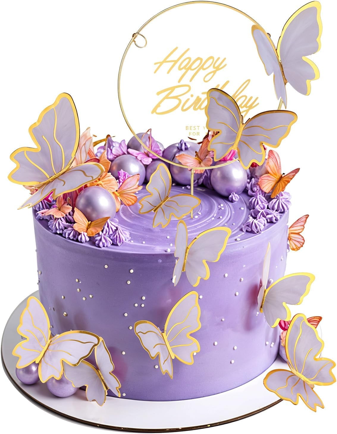 Zgui 21 Pcs Butterfly Cake Toppers Purple Butterfly Birthday Cake ...