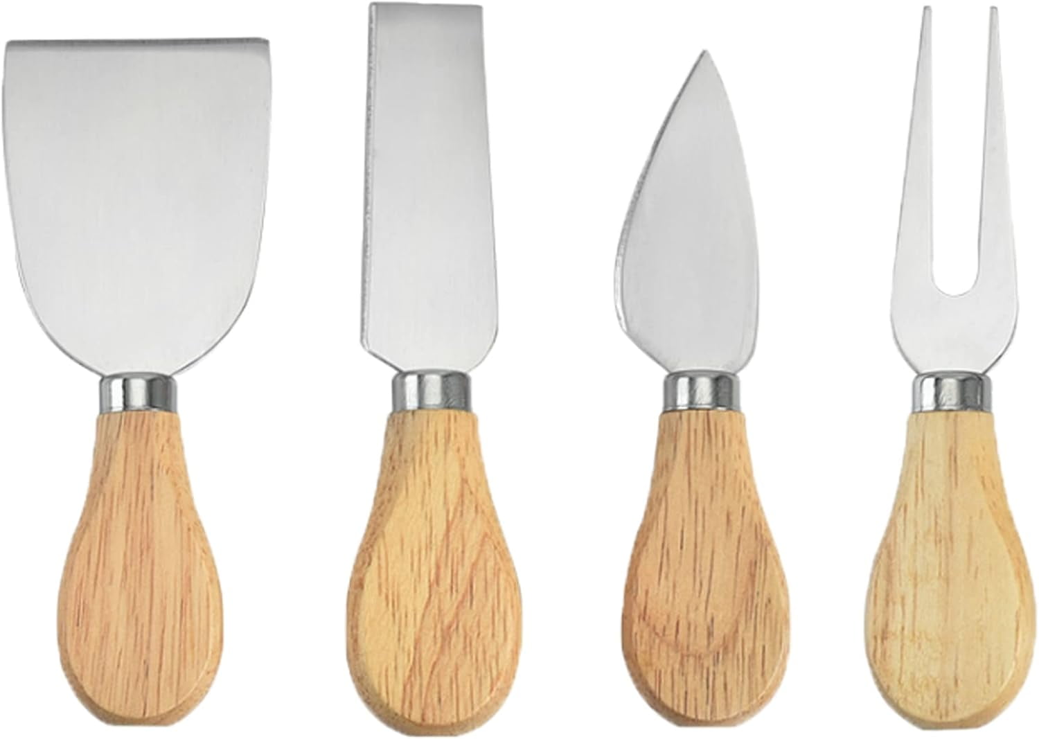 Zgui 4 Piece Set of Cheese Knives with Bamboo Wood Handle - Stainless ...