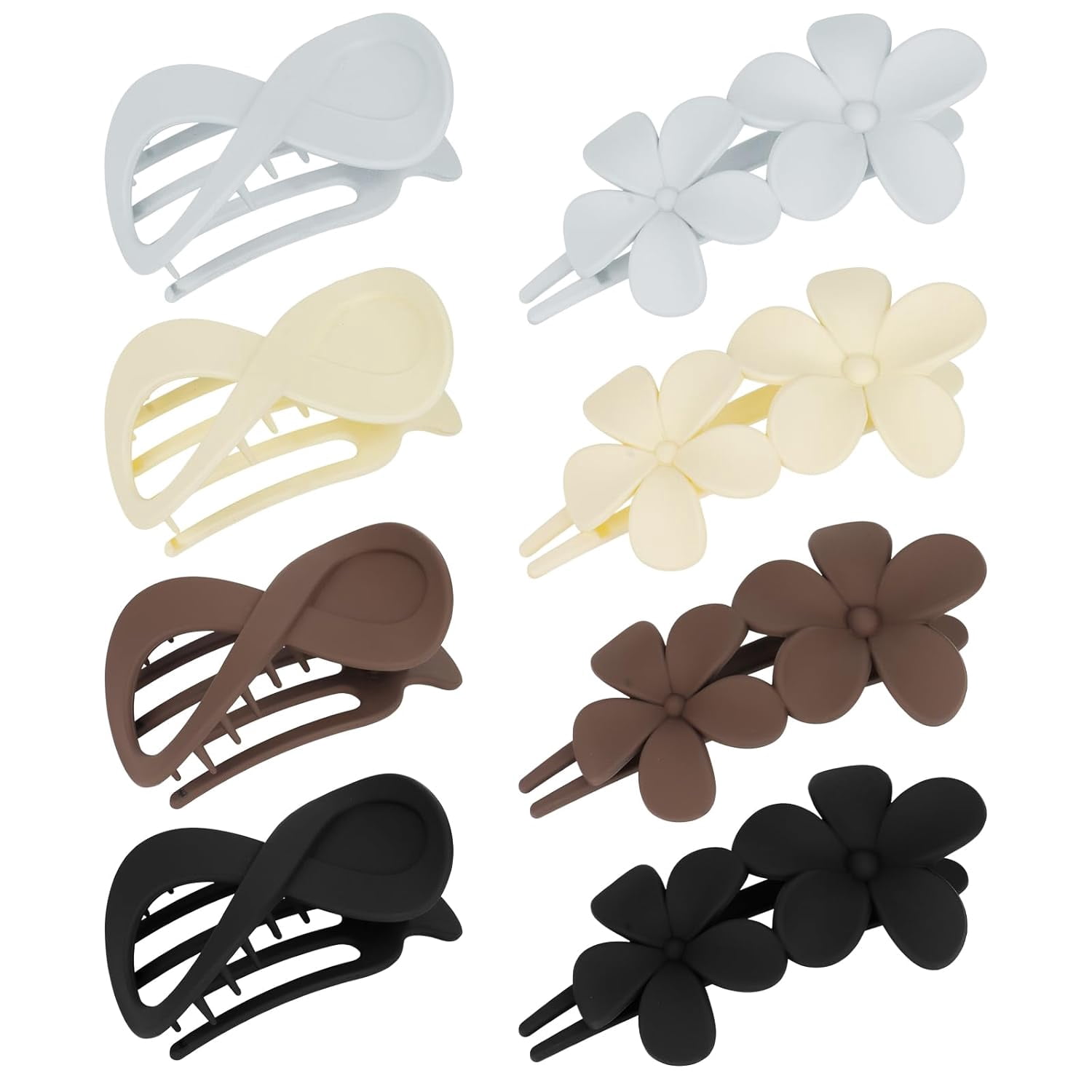 Zgui 8 Pcs Flat Hair Clips Lay Flat Claw Clips Flower Hair Clips, 2 ...