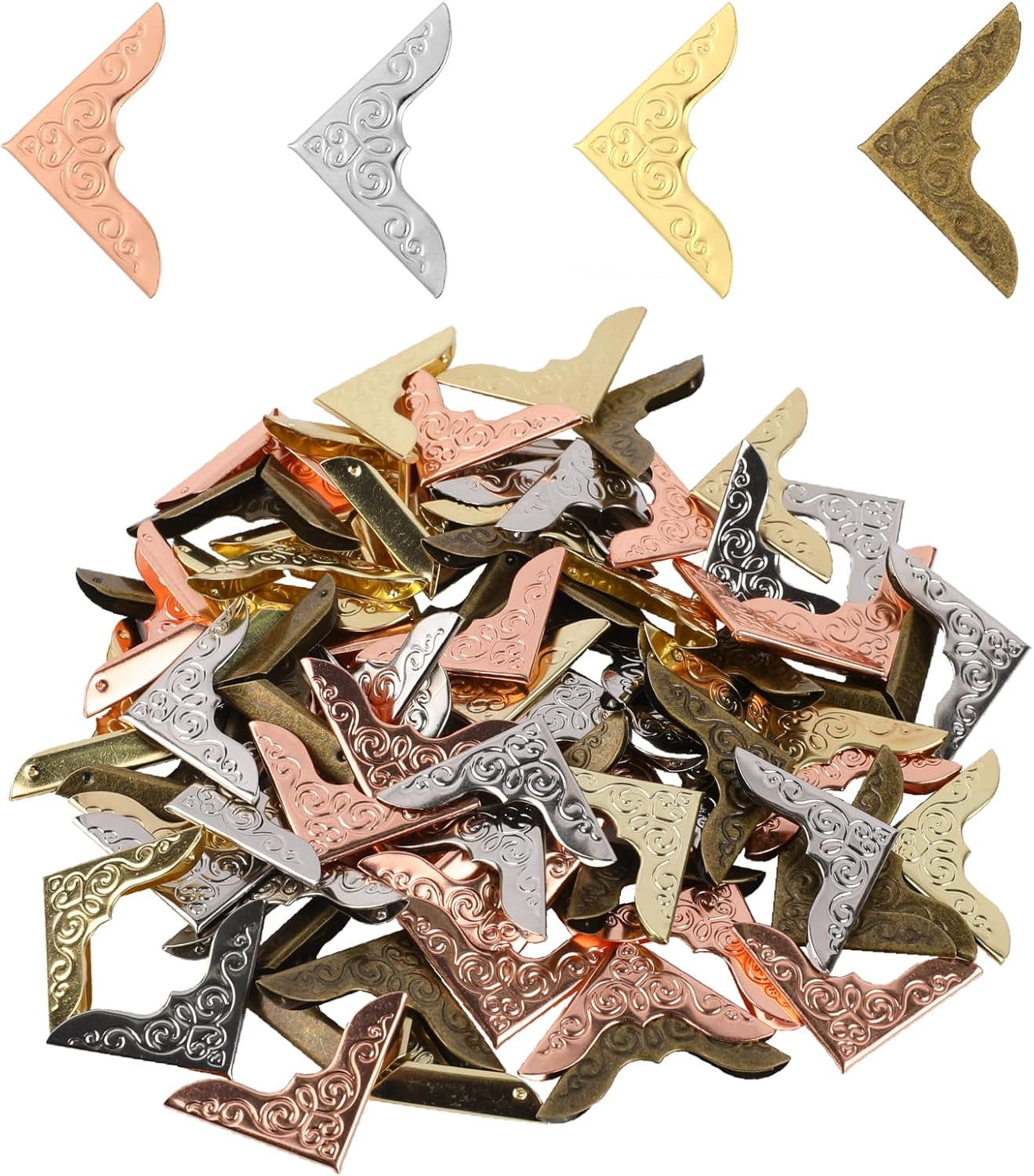 Zgui 80Pcs Metal Book Corners Protector, Photo Corners, Iron Corner ...