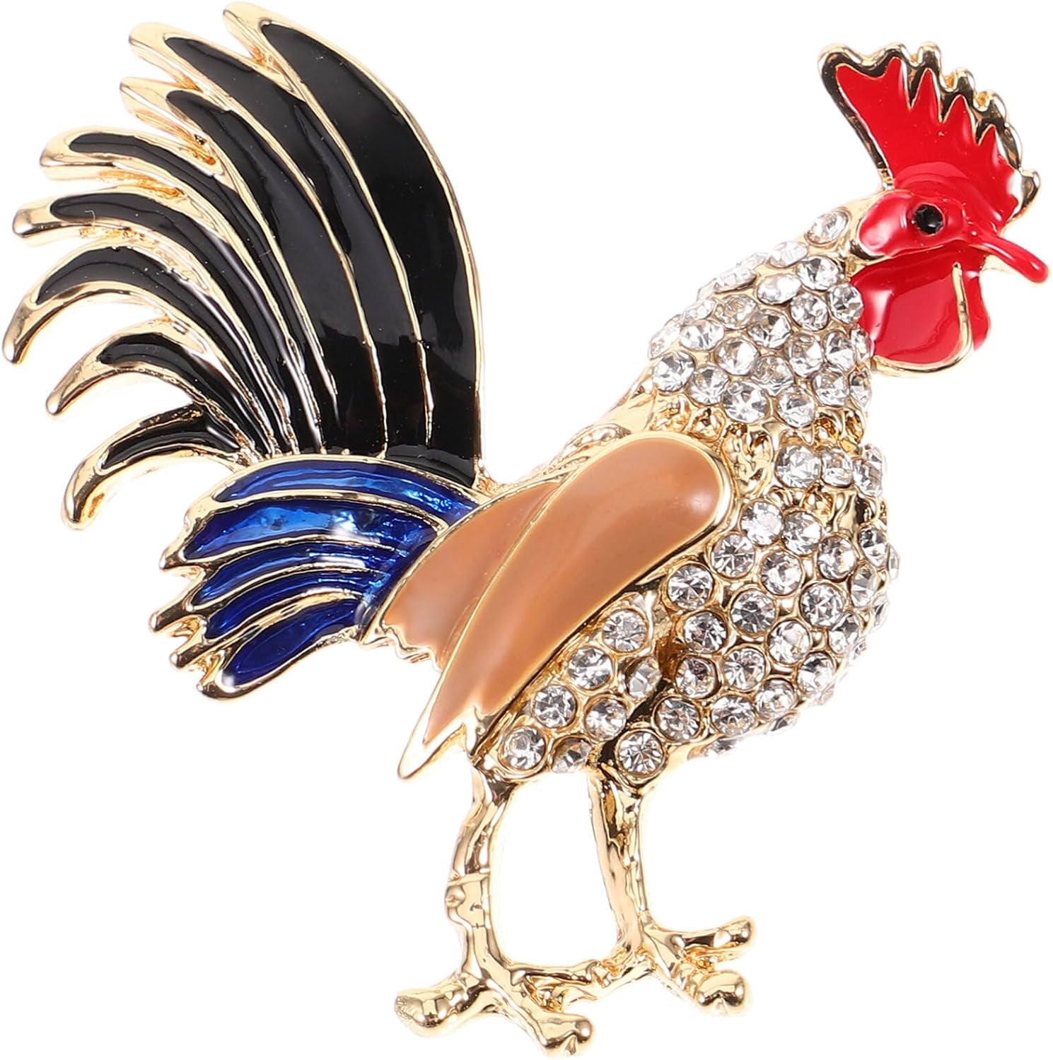 Zgui Colored Rhinestones Chicken Rooster Hen Brooch Pin Cute Farm Animal Enamel Lapel Pin ...