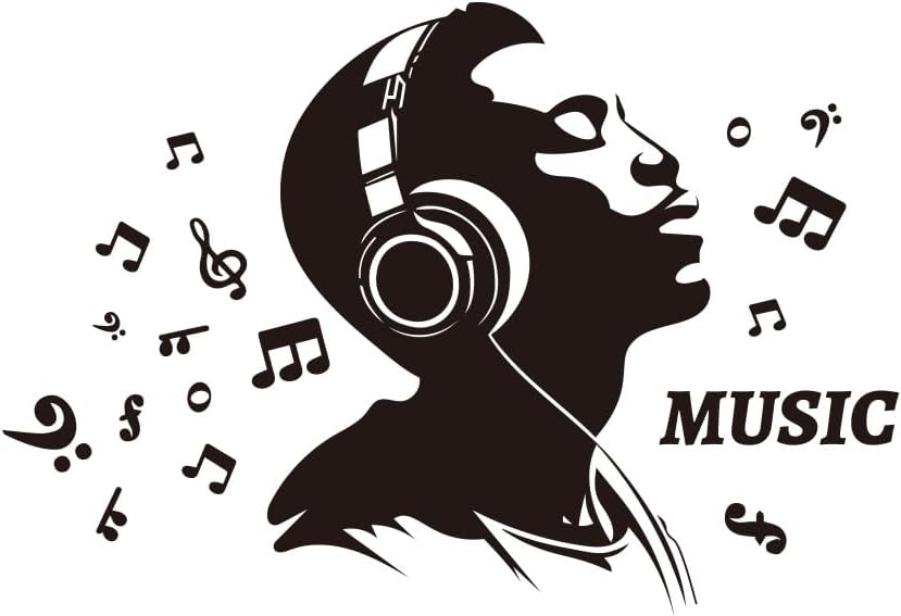 Zgui DJ Music Notes Wall Decals Removable Vinyl Black Silhouette ...