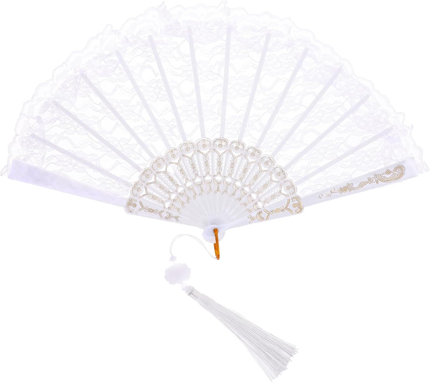 Zgui Foldable White Lace Fan Handheld Chinese Vintage Style Hand Held ...