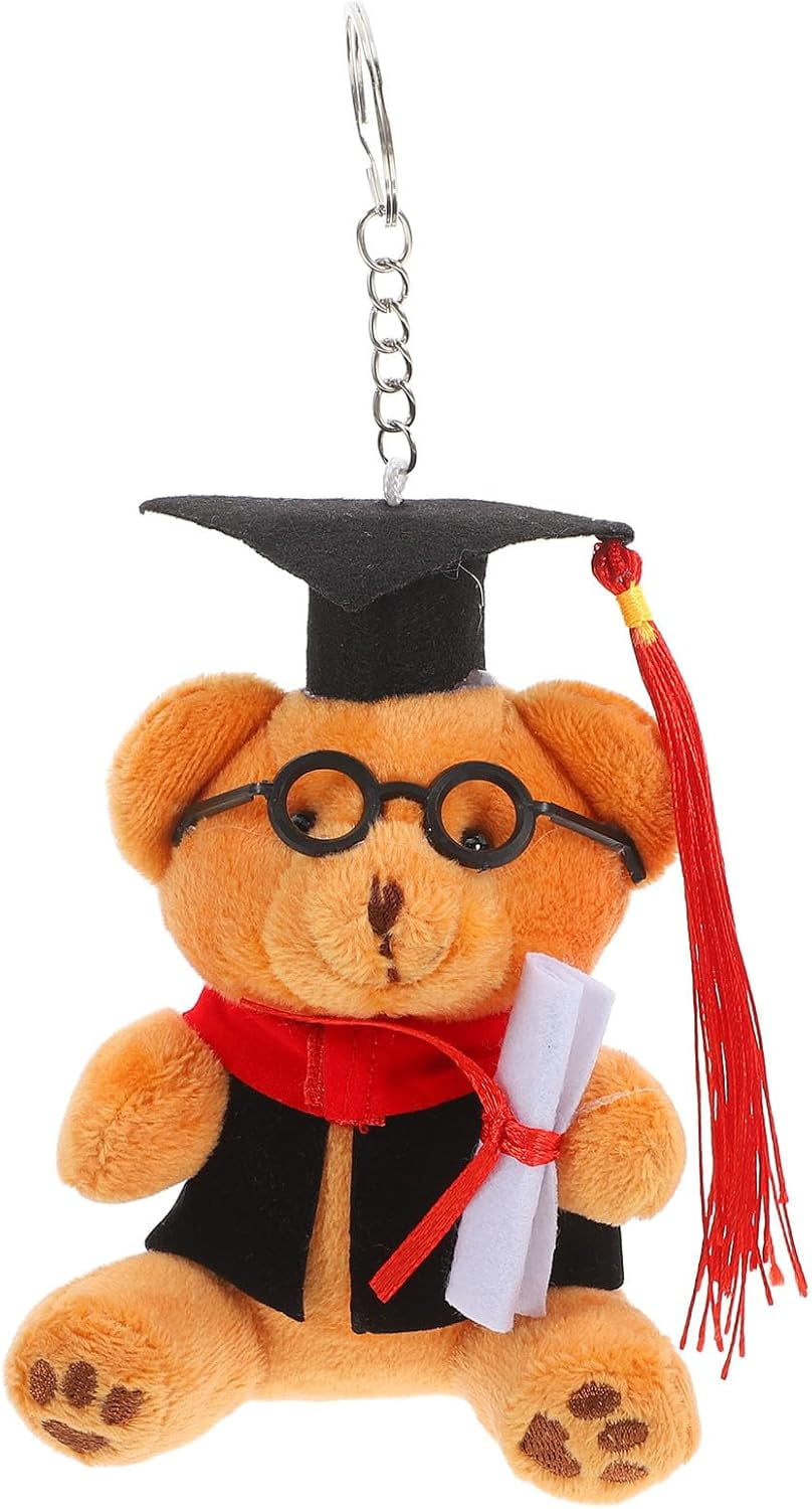 Zgui 1pc Graduation Bear Keychain Adorable Plush Teddy with Glasses Hat ...