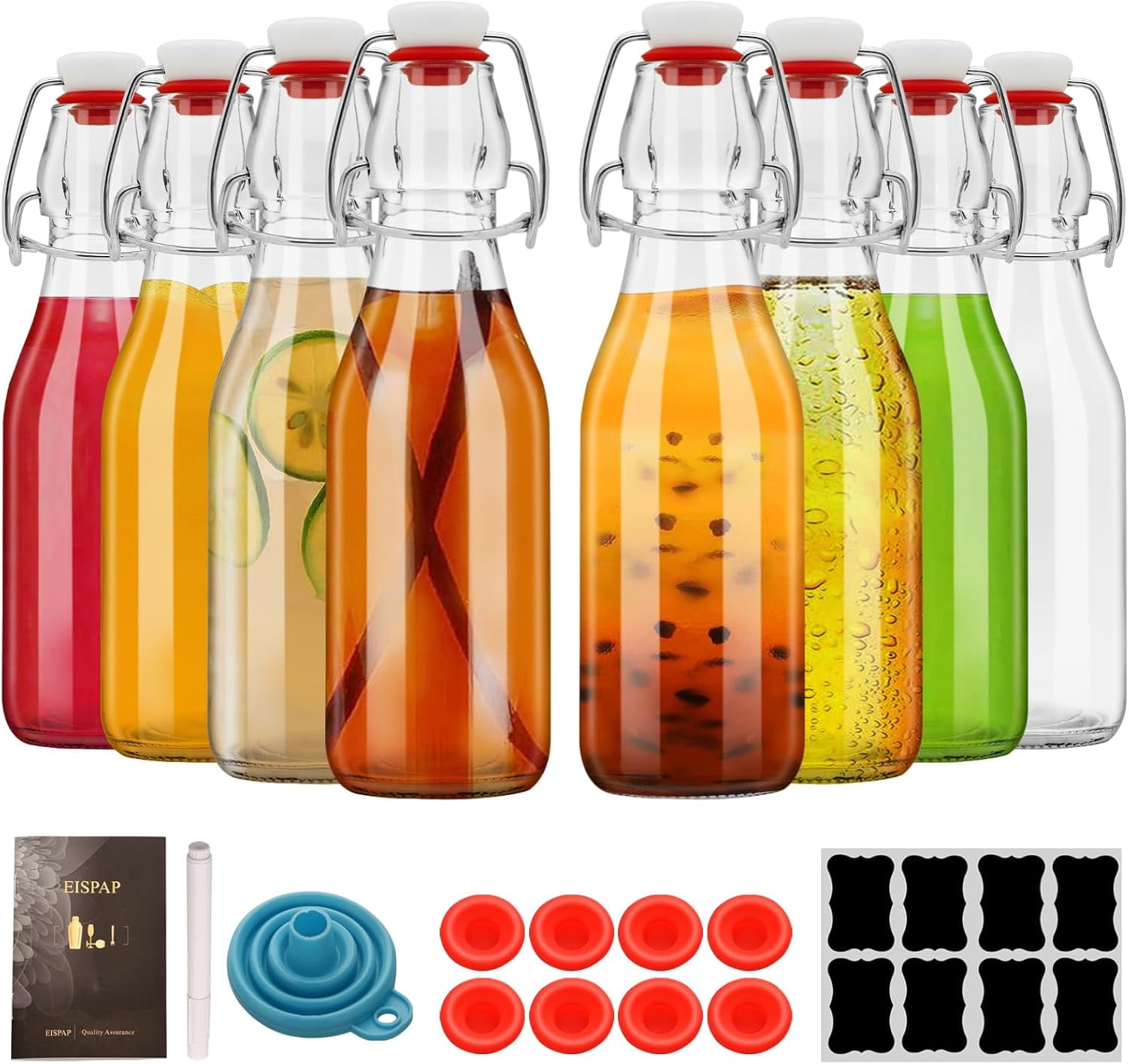 Zgui 8 Pack Swing Top Glass Bottles 8.5 oz,Flip Top Beer Brewing ...