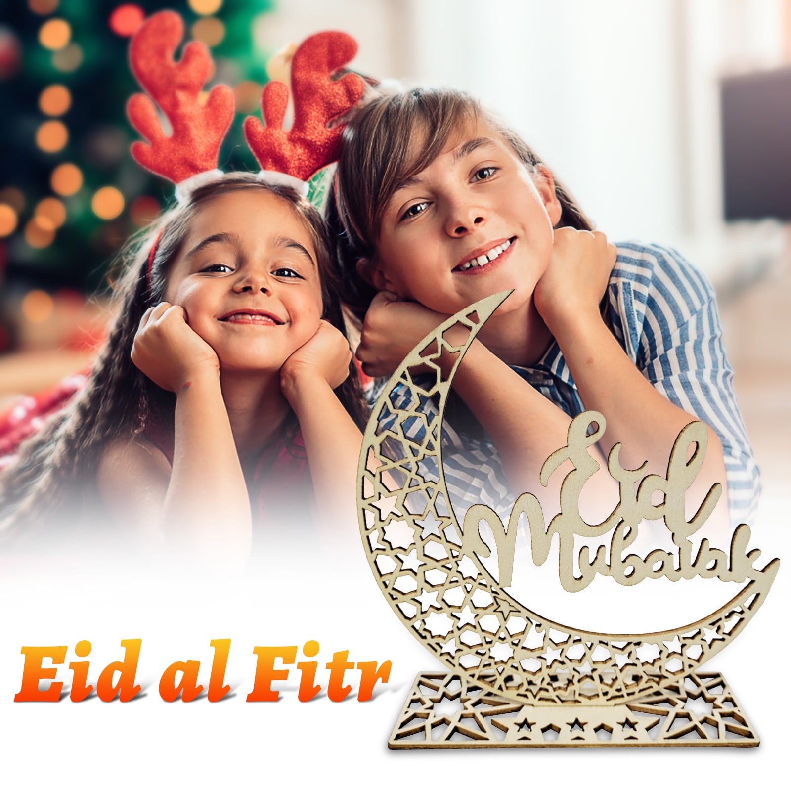 Zgyau Desktop Ornament Muslim Ledeid Mubarak Wooden Gifts Can Be DIY Decoration For Eid Al Fitr ...