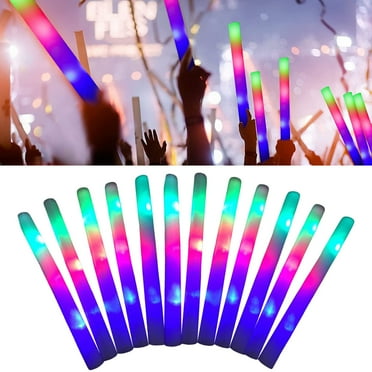 (12 Pack) Light-Up Foam Sticks LED Rally Rave Cheer Tube Soft Glow ...