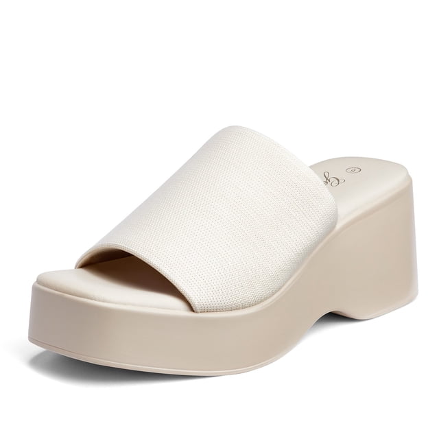 Zhabtuc Backless Slip On Platform Slides Square Open Toe Platform ...