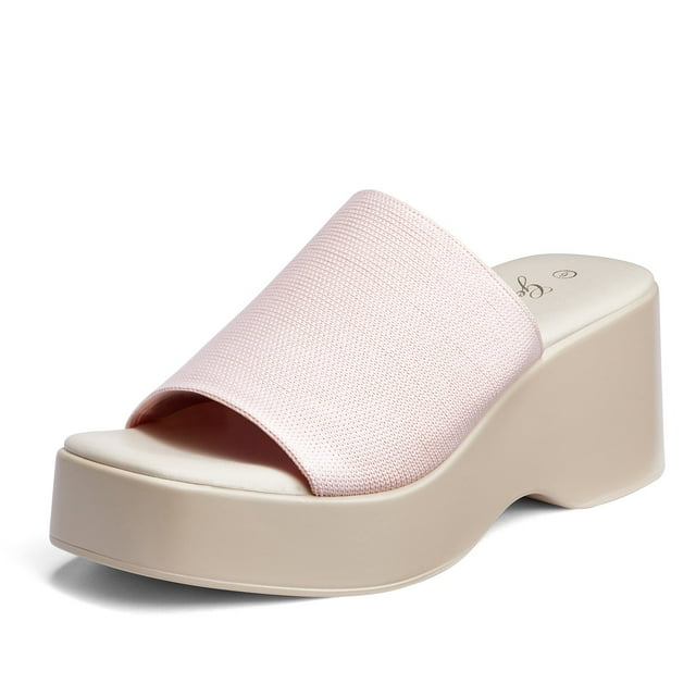 Zhabtuc Backless Slip On Platform Slides Square Open Toe Platform ...