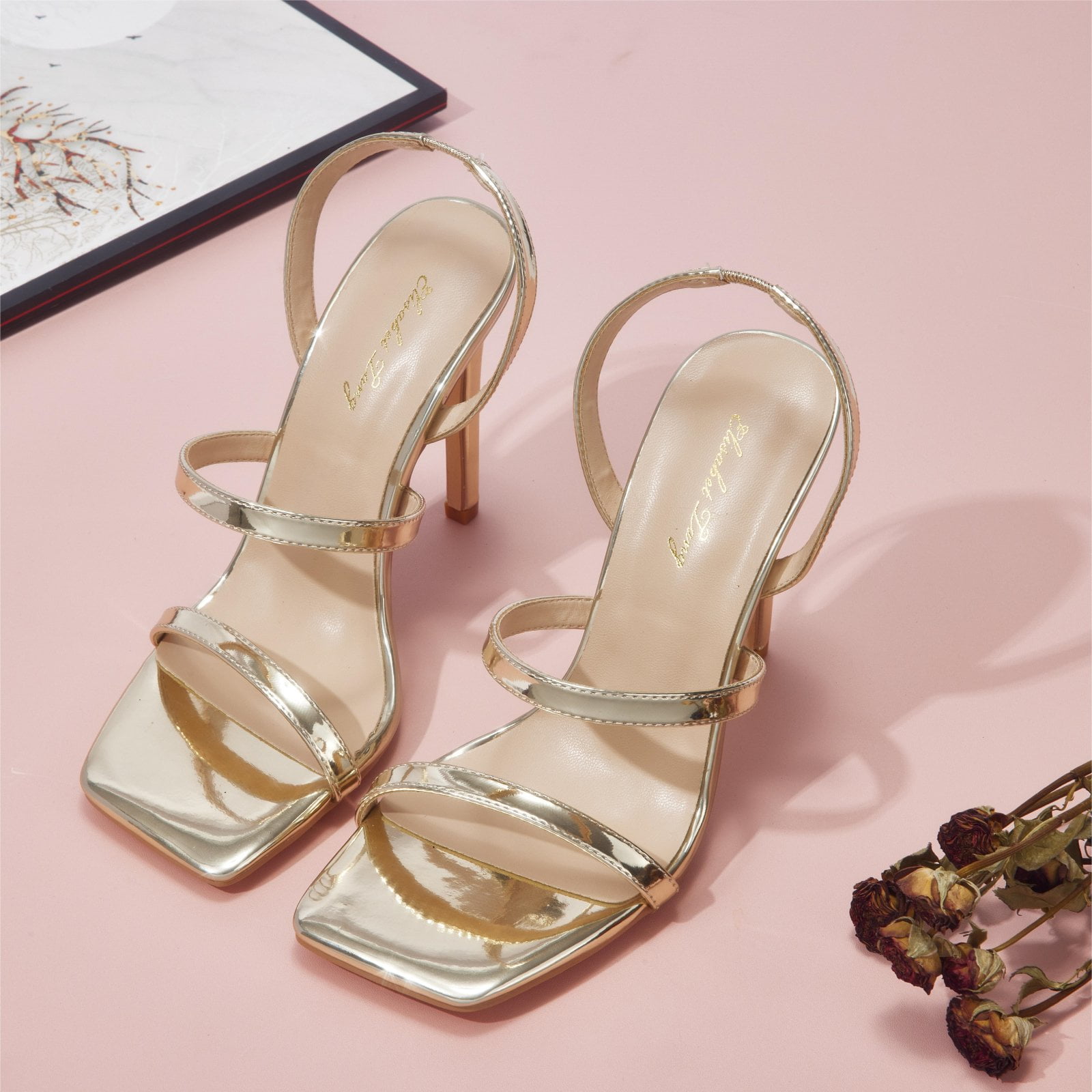 Zhabtuc Square Toe Slingback Casual Sandals Open Toe Ankle and heel ...